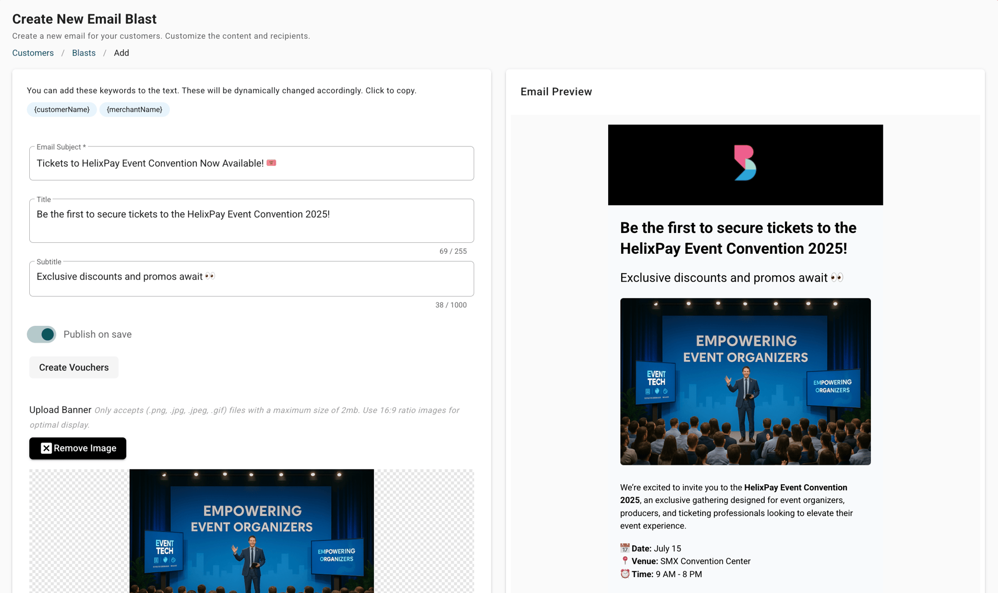 Creating an Email Blast
