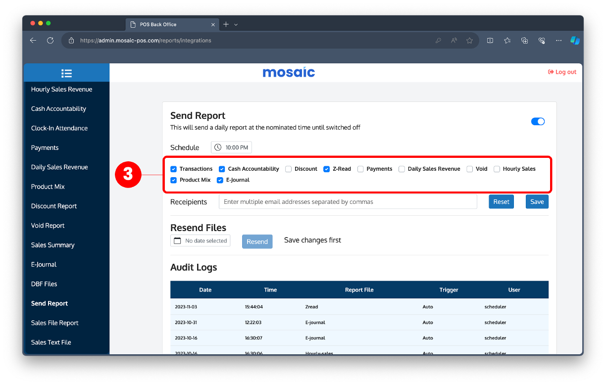 How to Configure Automated Sending of Reports (POS Back Office)