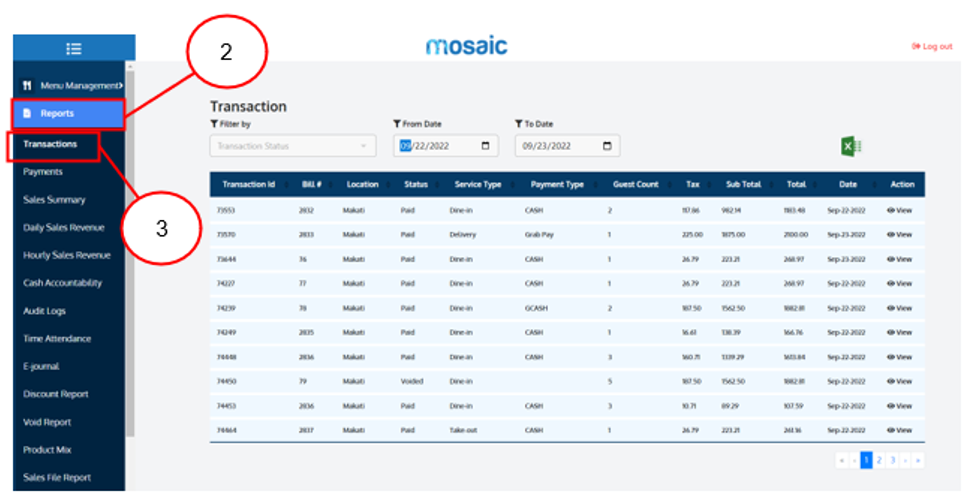 Generating Transactions Report